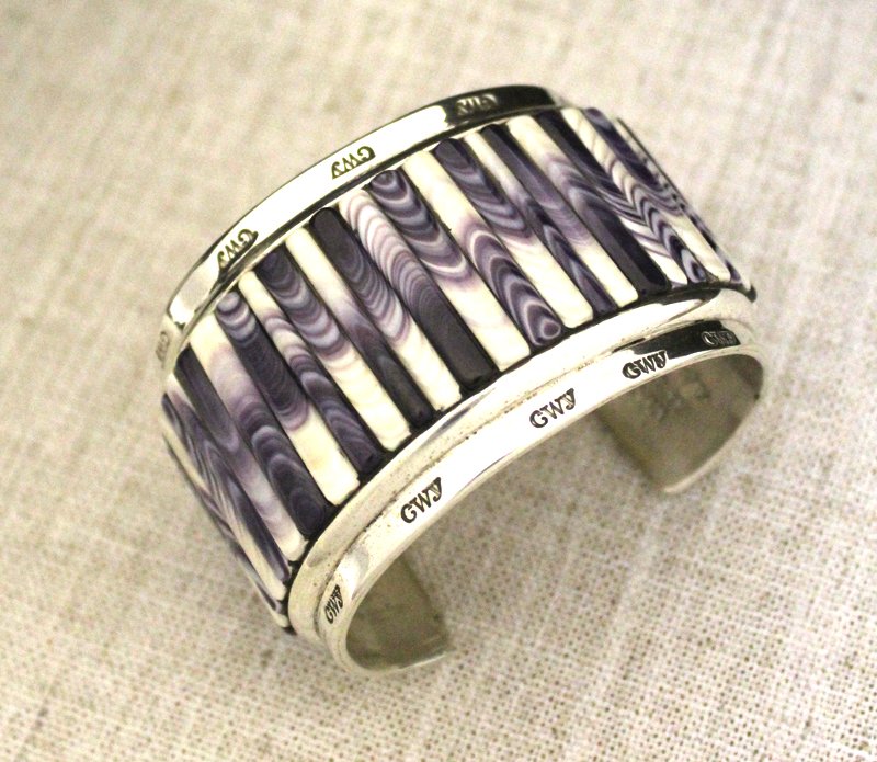 Wampum Inlaid Large Men's Cuff Bracelet