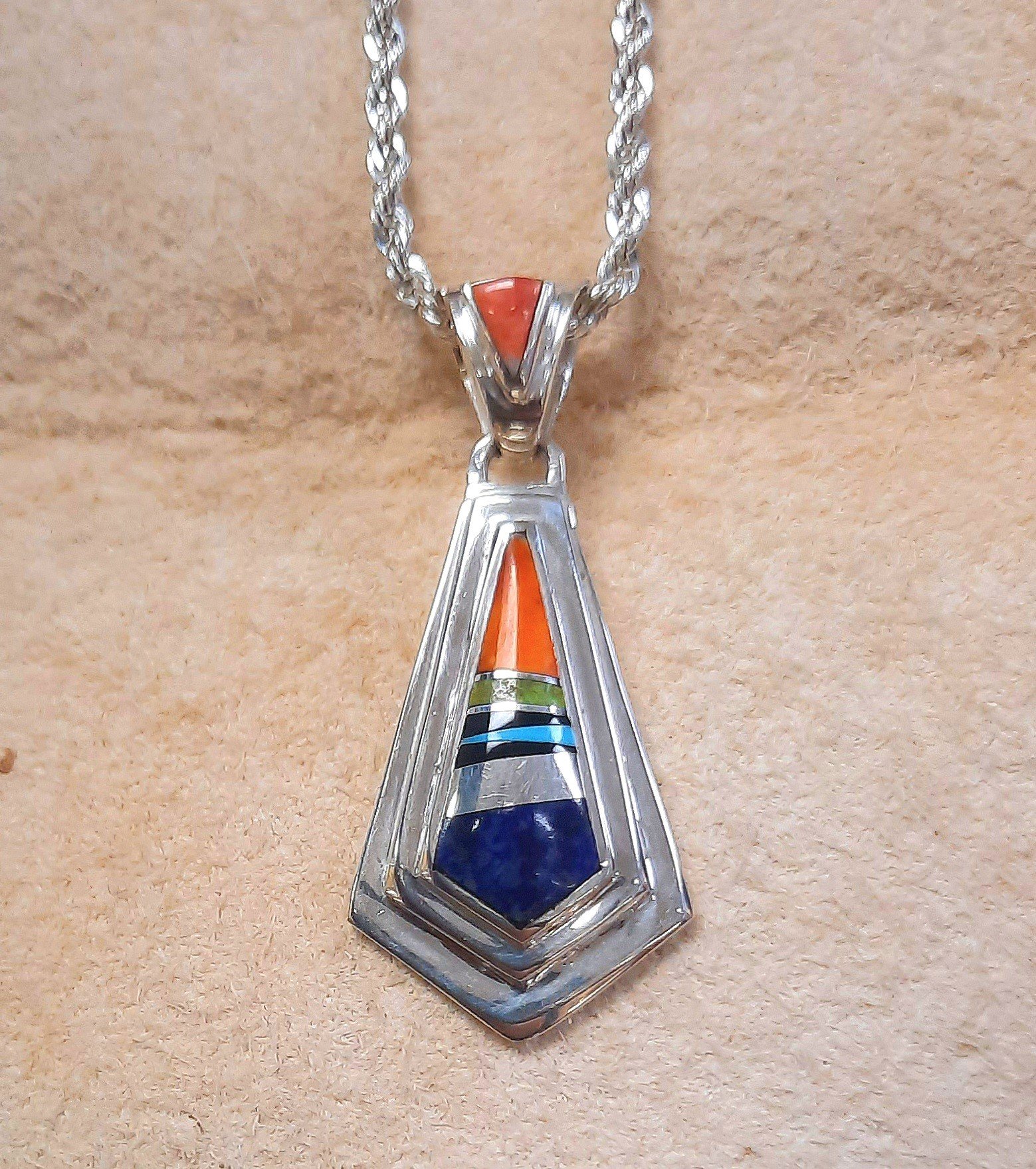 Multi Colored Stone Inlaid Pendant
